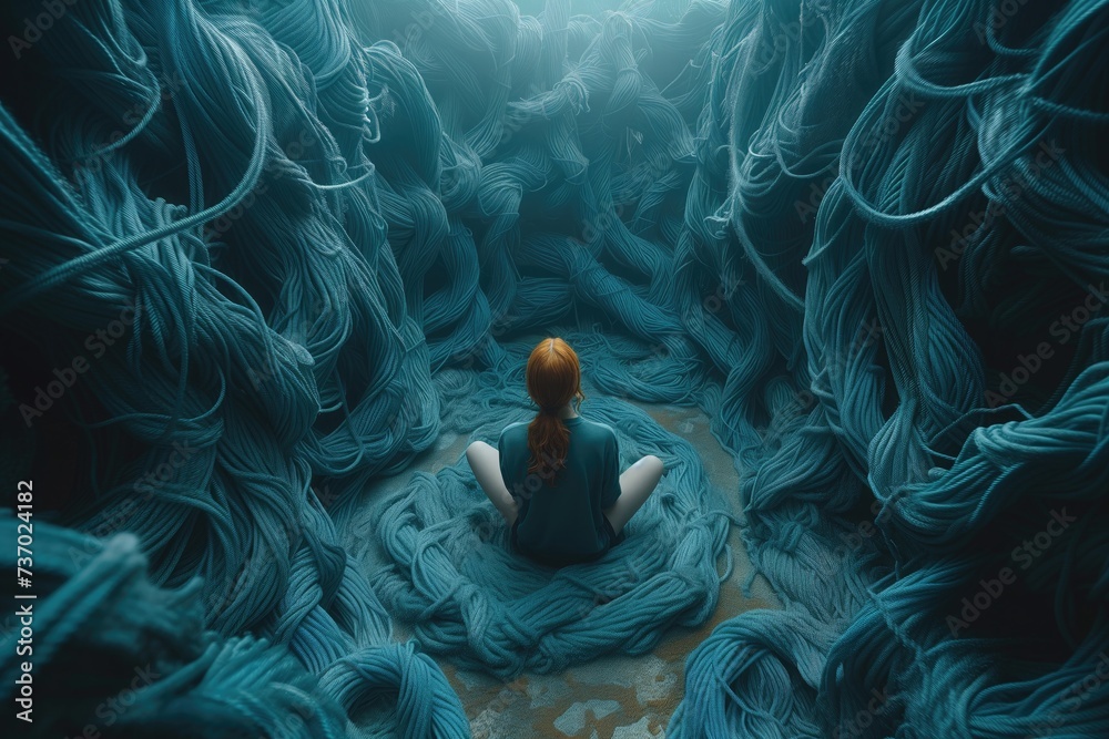 Depression. the feeling of being stuck in limbo with a photo of a ...