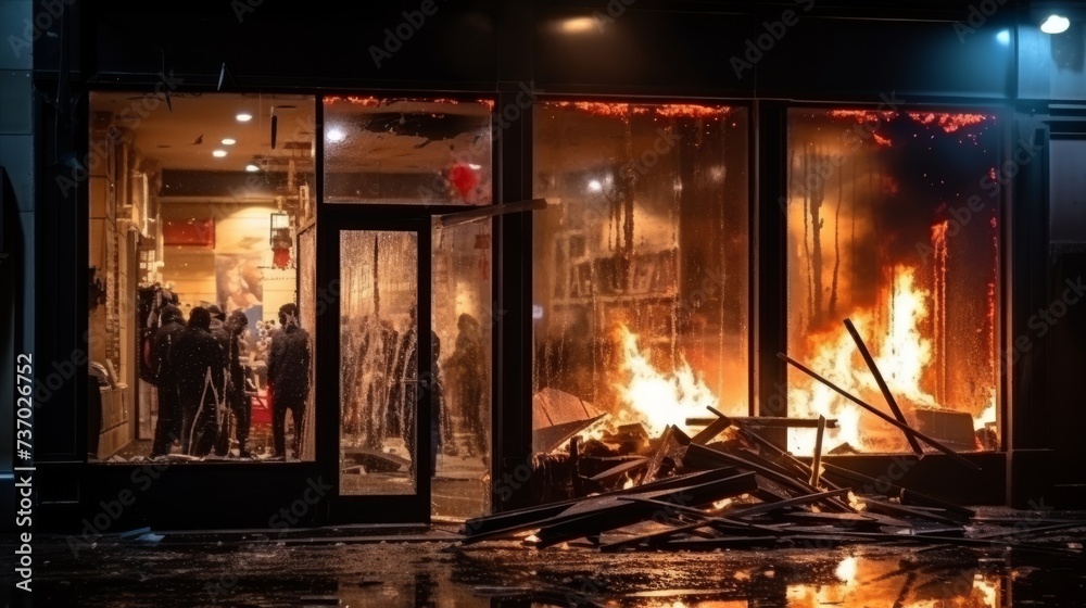 Pogroms and riots in night city. Browse smash shop windows with ...