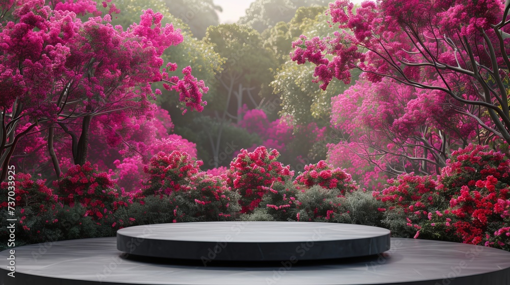 natural amphitheater emerges from a lush forest, its concrete stage ...