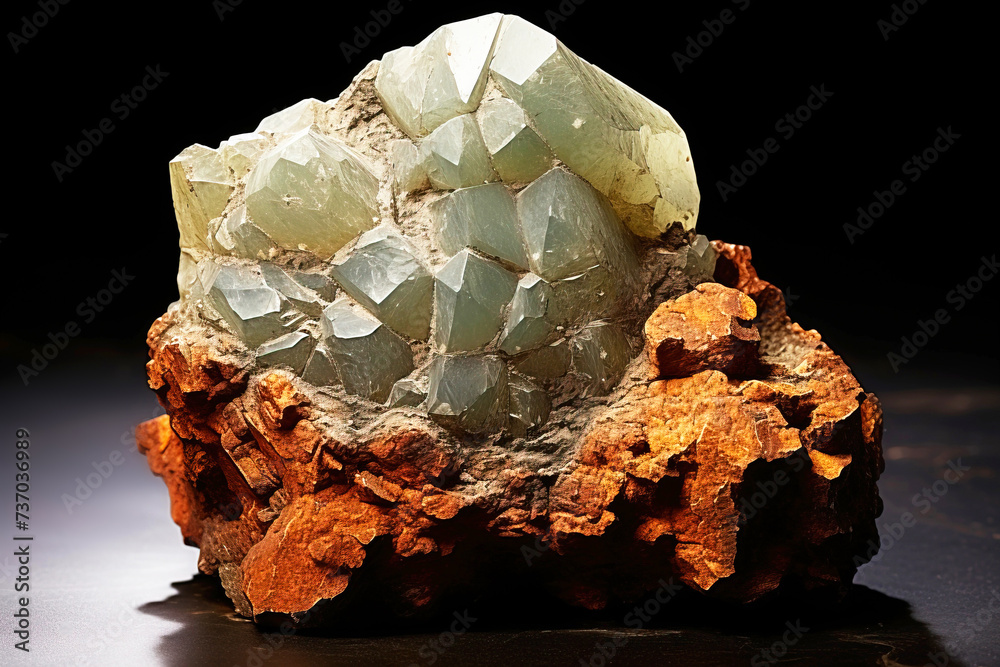 Austinite is a rare precious natural stone on a black background. AI ...