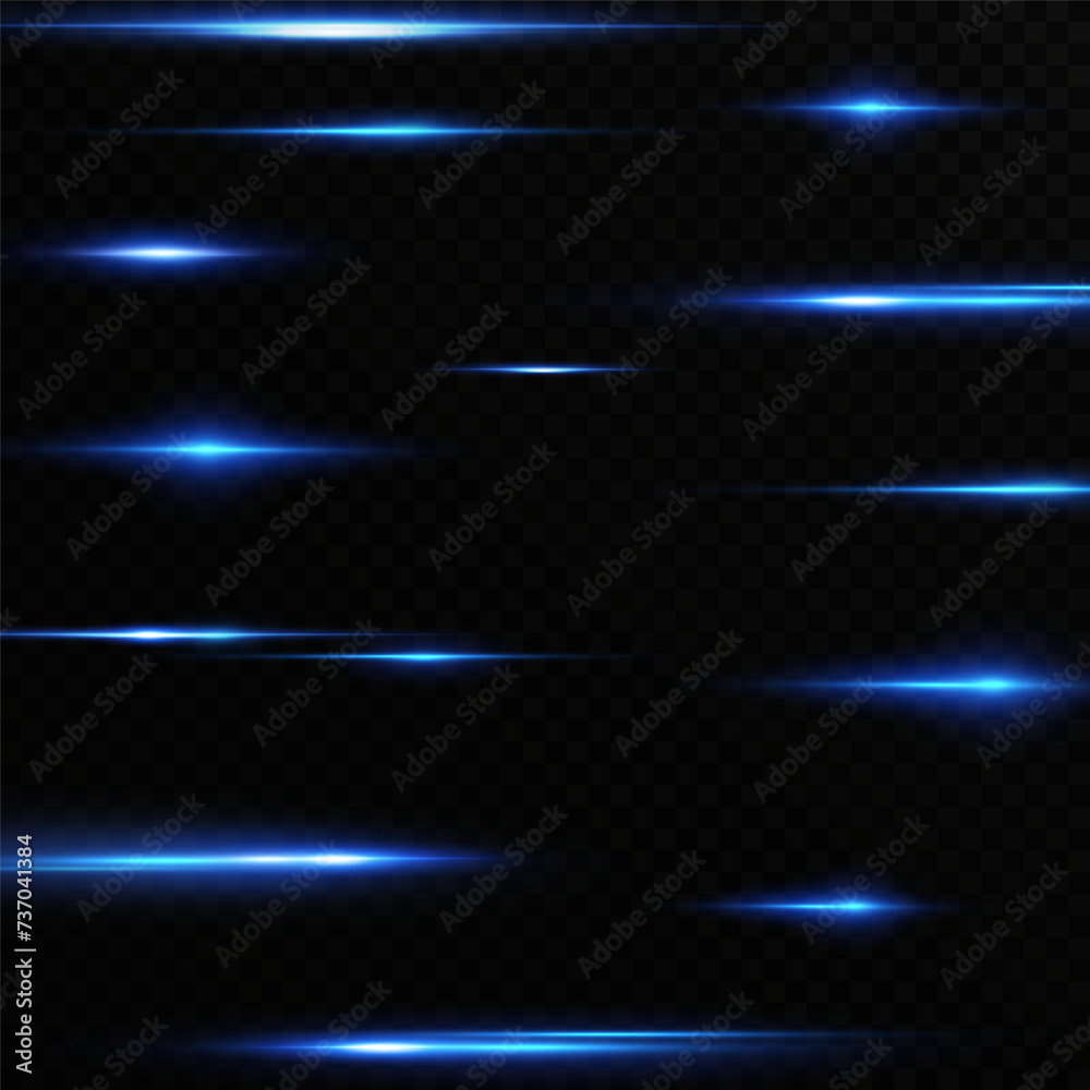 Neon lines moving light effect. Horizontal lines. Speed effect on a ...