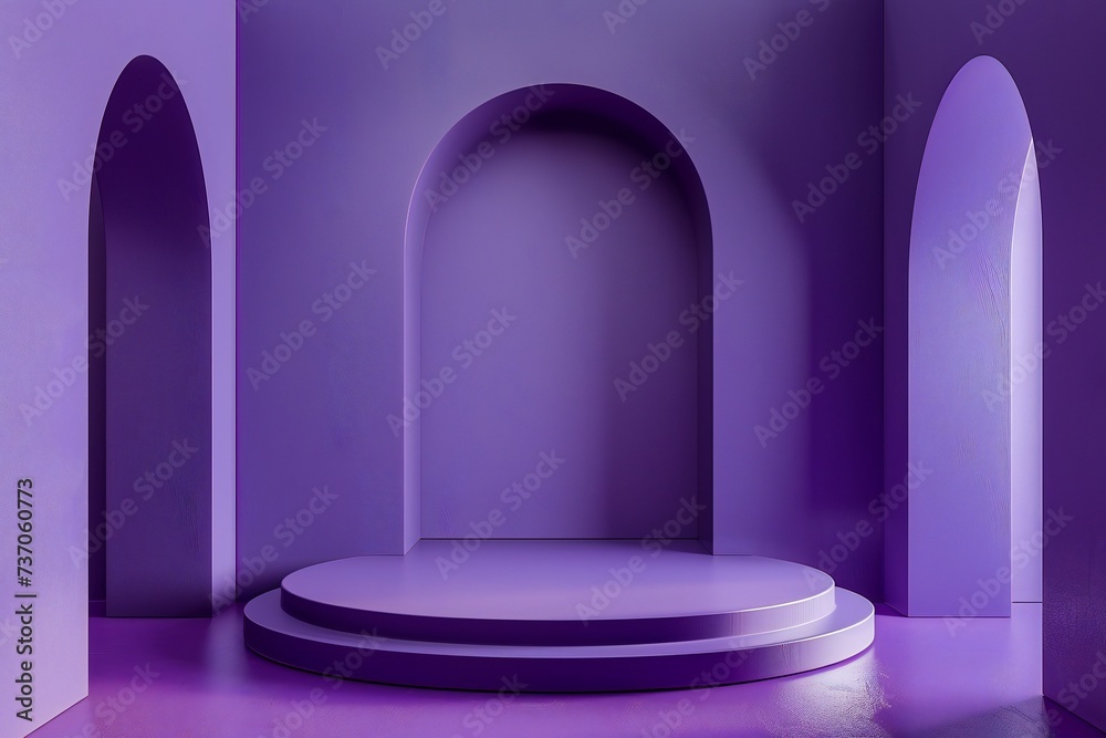 violet colour object stage podium stand for sample product showcase ...