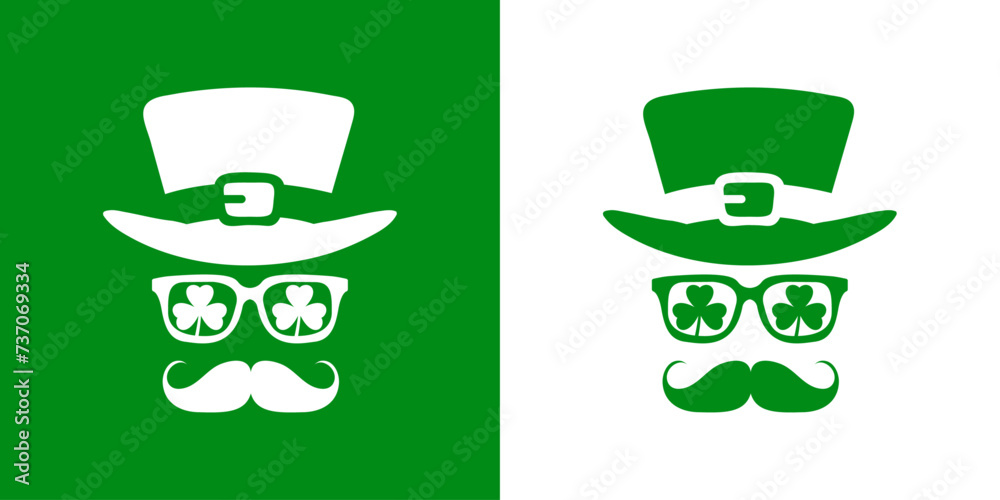 Día de San Patricio. Logo con silueta de sombrero de leprechaun con ...