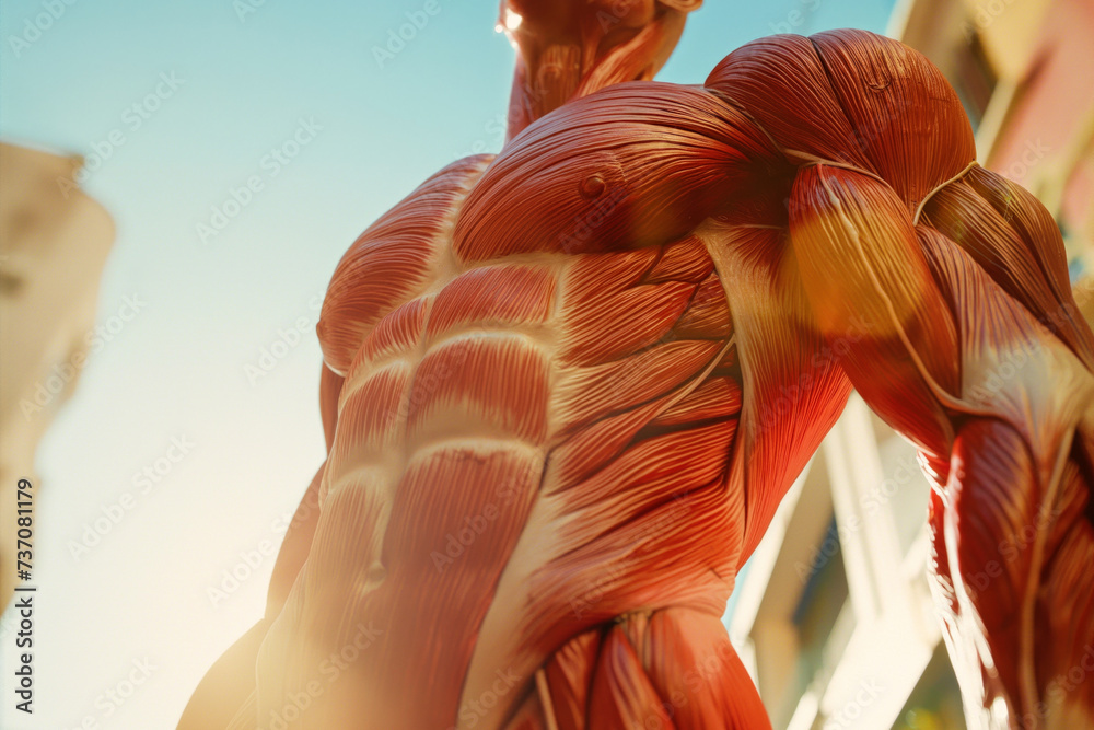 Waist anatomical structure of the torso of an abstract model, muscle ...