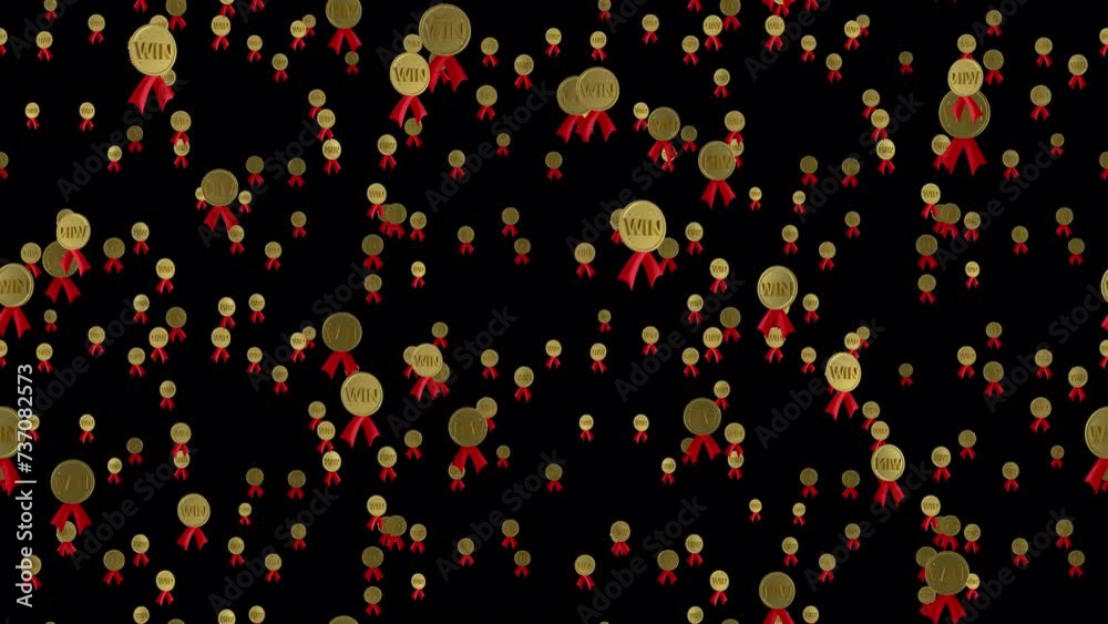 Medal loop tile rising with alpha. This 3d animation of gold medals ...