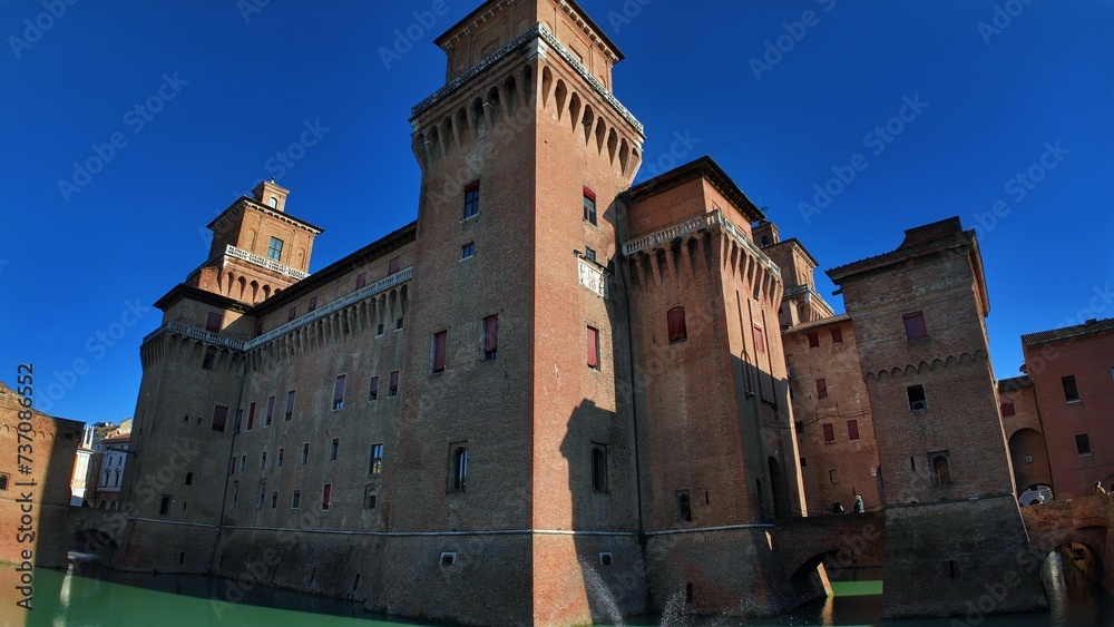 Constructed in 1385, the Castello Estense, Ferrara Castle, stands as ...