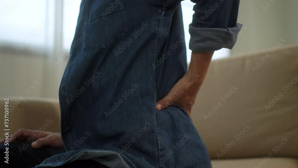 Close up senior retire man touching at lumbar pain, unhealthy in ...