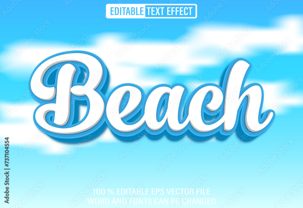 Editable 3d text style effect - Beach text effect Template Stock Vector | Adobe Stock