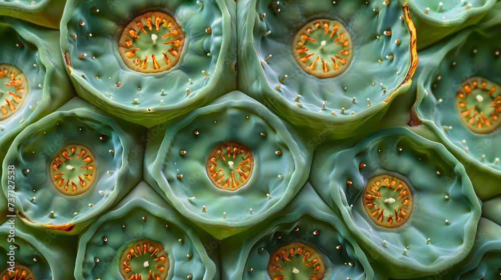 An ultra-close-up image revealing the microscopic structure of lotus ...