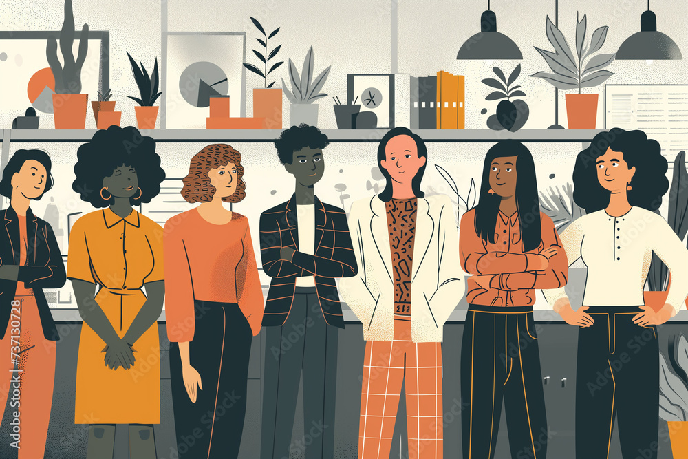 Multi-cultural and multi ethnical people standing together isolated in ...