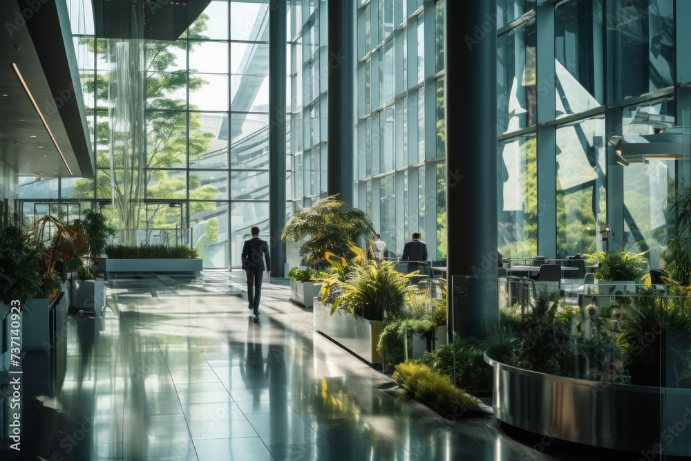 Corporate luxury modern interior. Business open space. Hotel lobby ...