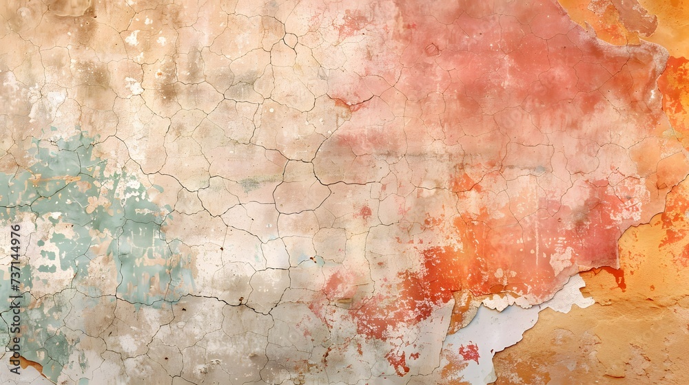 Ancient wall with rough cracked paint, old fresco texture background ...