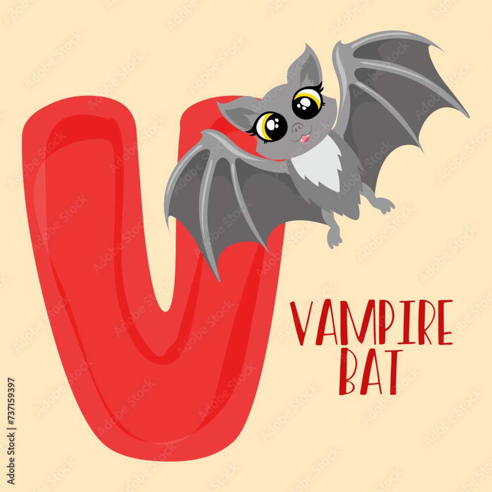 ALPHABET v vampire bat vector educational Animals Alphabet v Is For ...