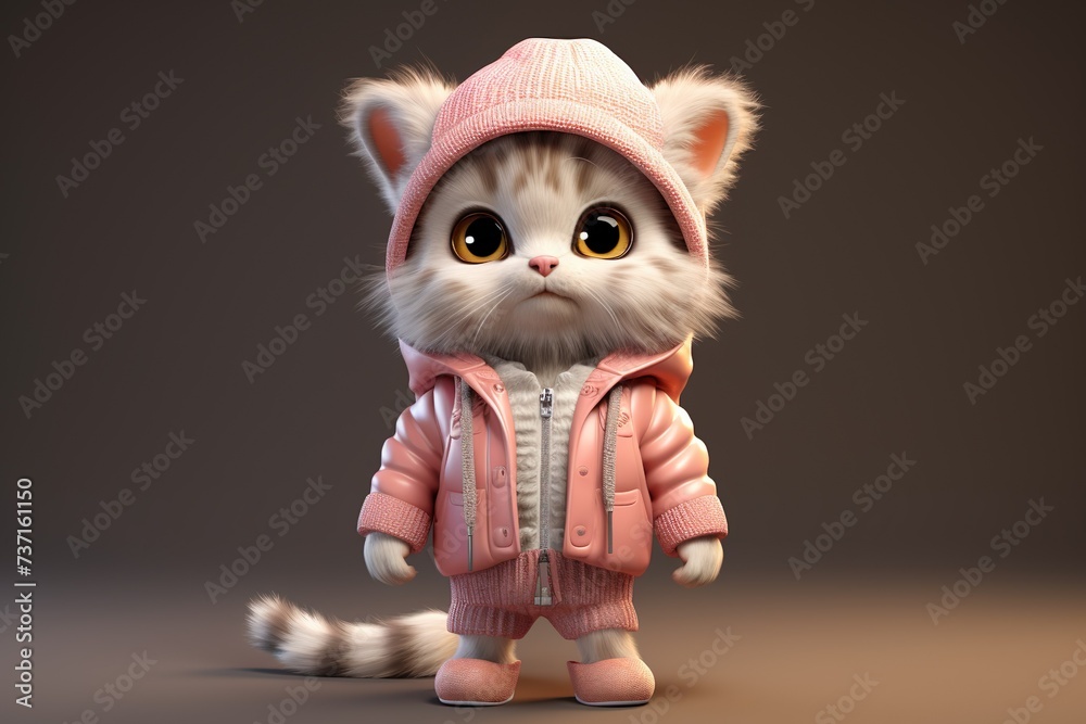 cute cat in cute dressing with nice background 3d cute cat dressing ...