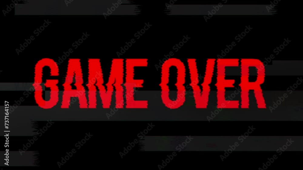 Vidéo Stock Blurry GAME OVER animation with glitch effect isolated on ...