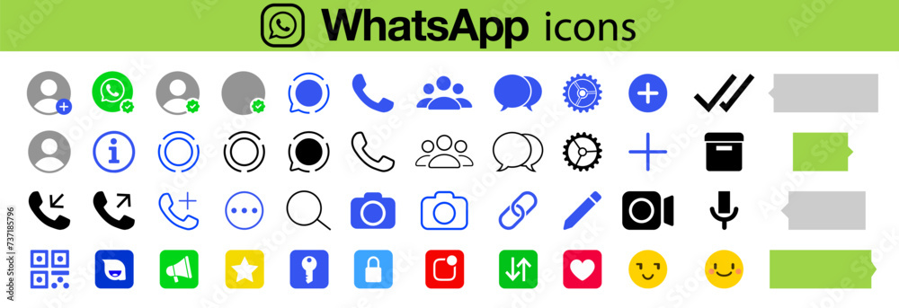 WhatsApp Icons. Social media icon user. Vector illustration. Stock ...