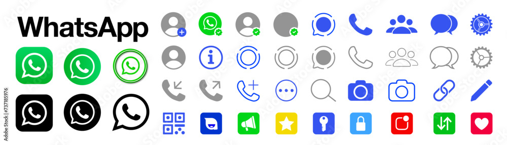 WhatsApp Icons. Social media icon user. Vector illustration. Stock ...