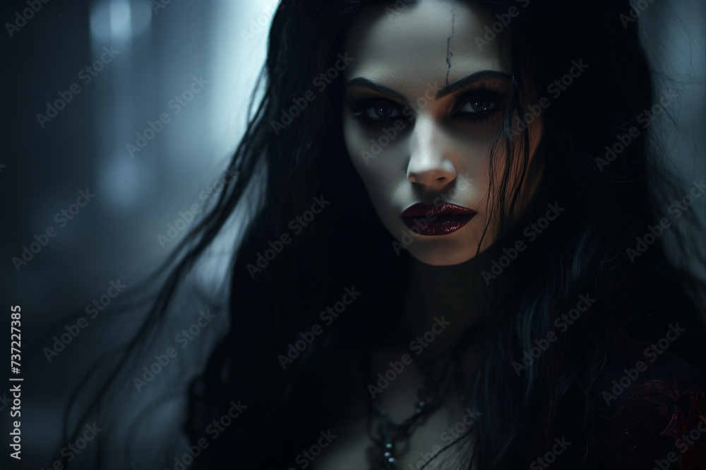 Generative AI illustration image of mysterious creepy scary female ...