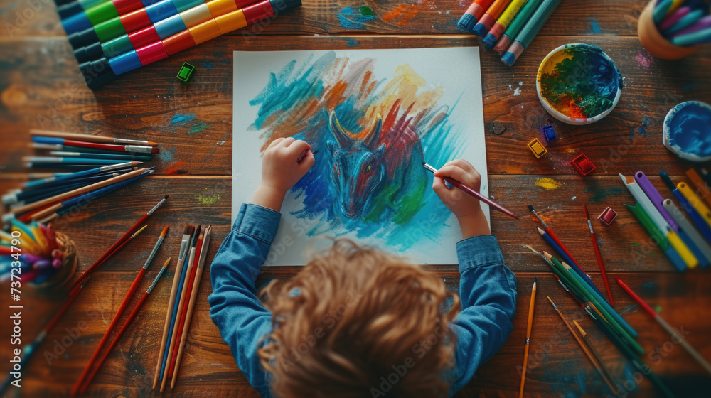 Childhood creativity with this unique t-shirt, young artist deeply ...