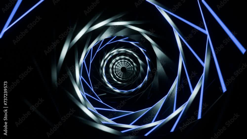 looped 3d animation, VFX blue tunnel with polygonal frames, Sci-fi ...