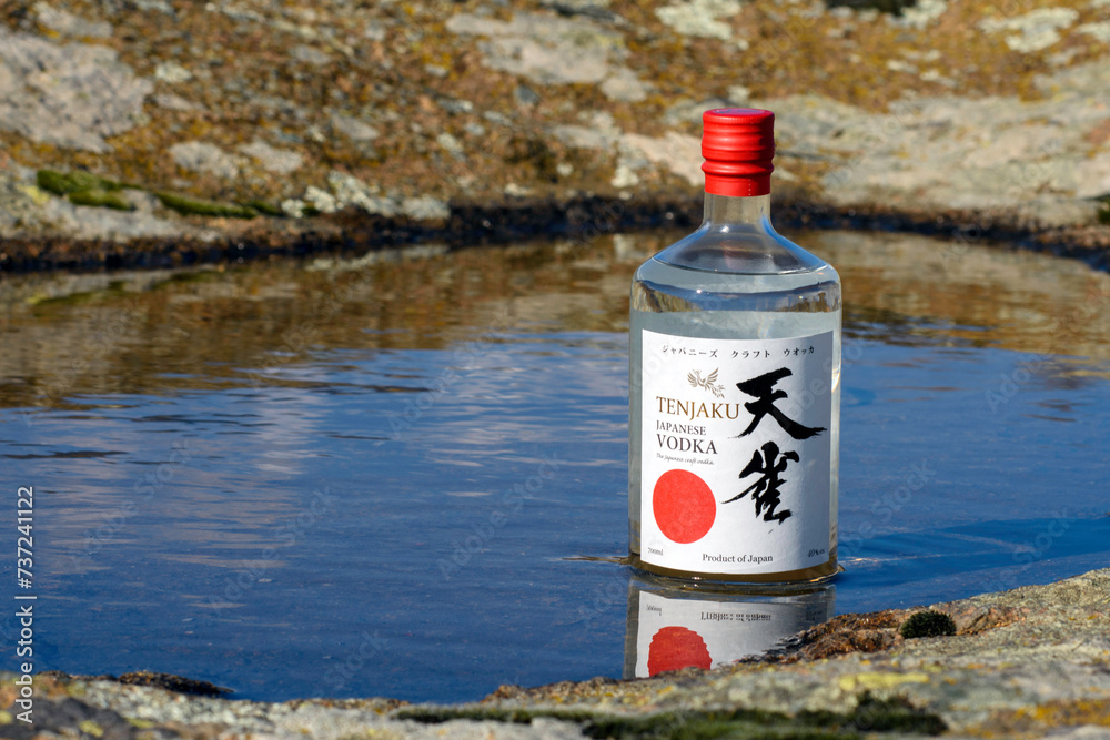 Sofia Bulgaria - 15 FEBRUARY 2024: A bottle of tenjaku vodka ...