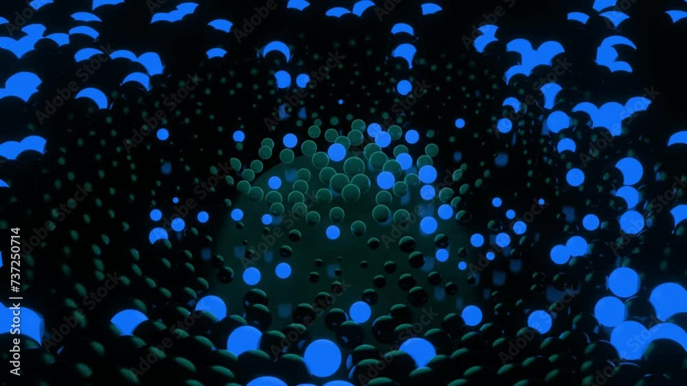 looped 3d animation, VFX blue balls background, Sci-fi. Abstract cyclic ...