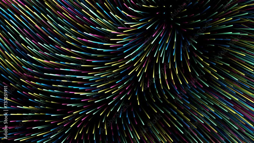 Hair simulation. Live curls underwater like fur or multi-colored ...