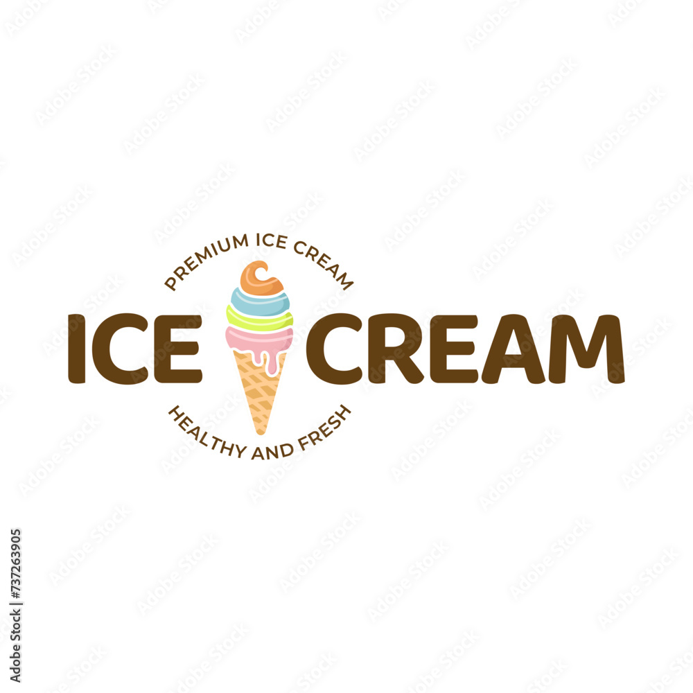Ice Cream Logo Design. Ice cream shop logo badges and labels, gelateria ...