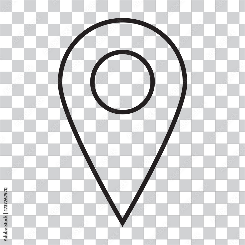 location pin icon on transparent. map marker sign. flat style. map ...