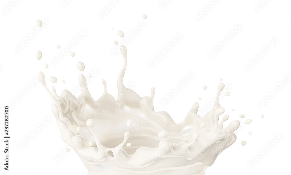 Milk yoghurt splash crown. Dairy product flow pouring with falling ...