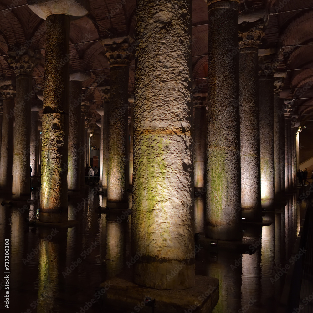 The Basilica Cistern, or Yerebatan Sarayi, is the ancient underground ...