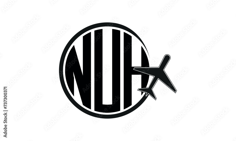 NUH three initial letter circle tour & travel agency logo design vector ...