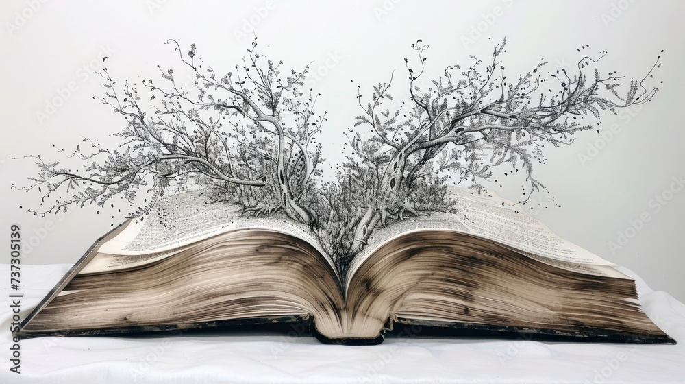 Unfolding Knowledge. Drawing of a Giant Open Book, Inviting Exploration ...