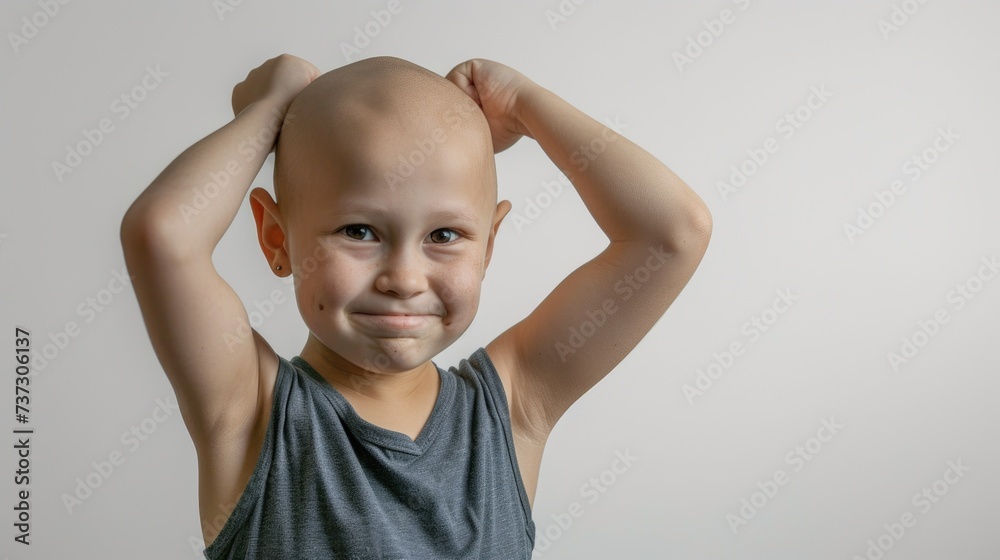 Courageous Young Child Showing Strength. A heartwarming portrait of a ...