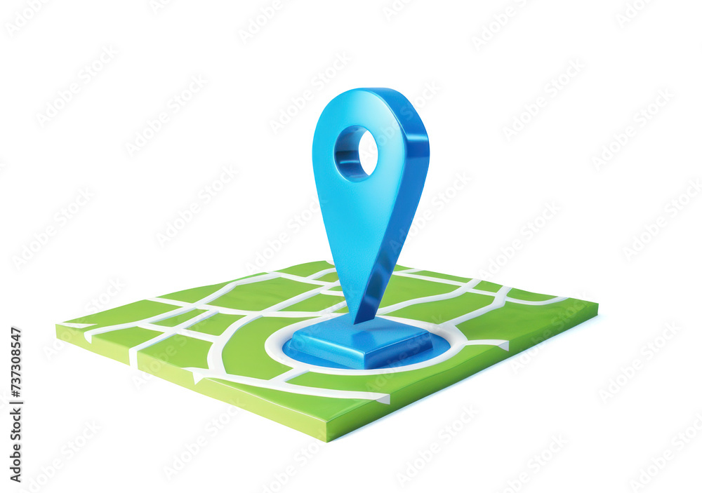 Map with location pin sign icon and GPS navigation symbol illustration ...