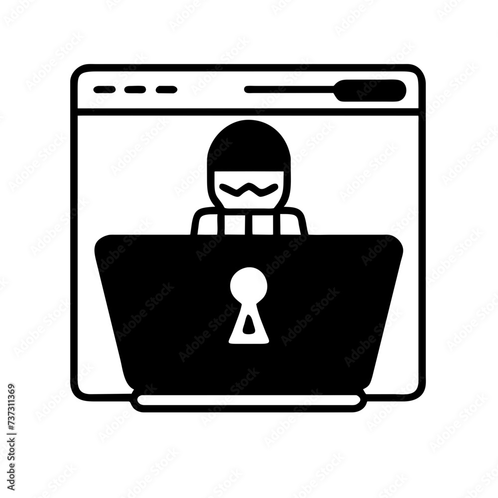 Hacker icon in vector format, depicting a cyber spy with a sleek and ...