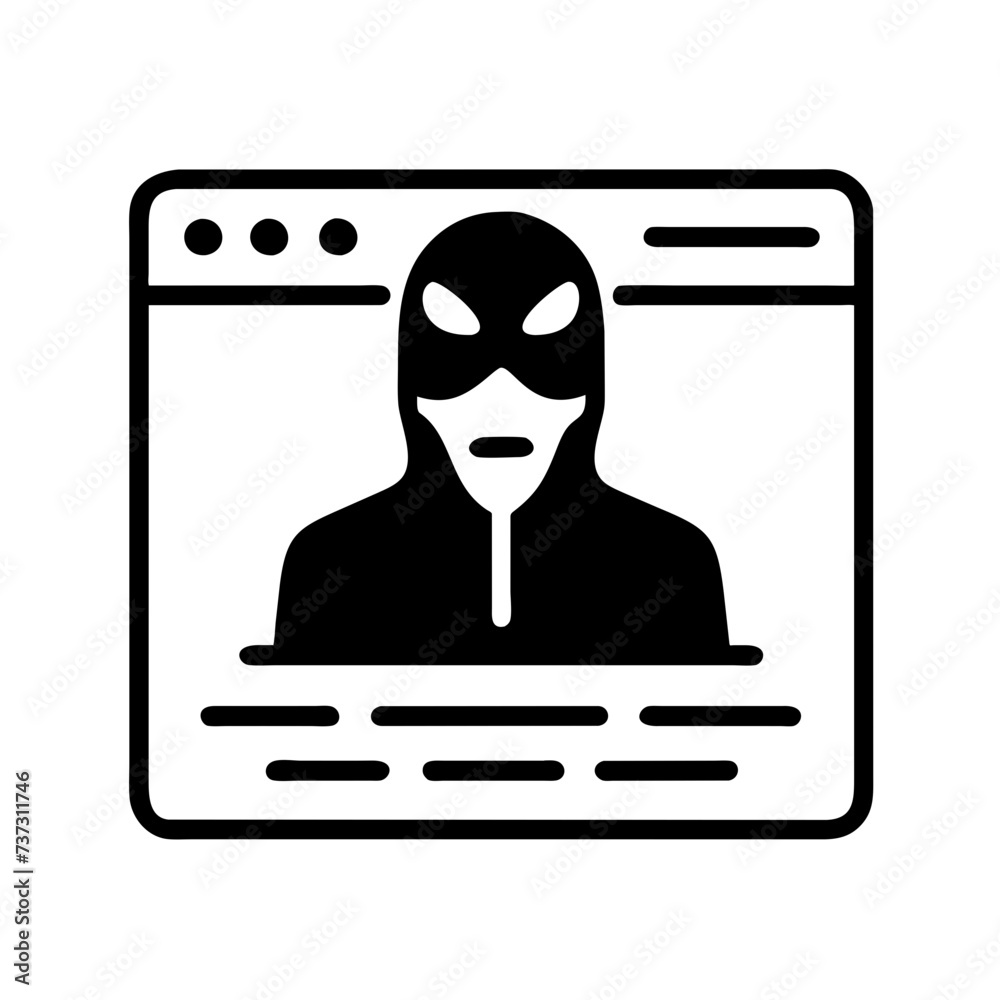 Hacker icon in vector format, depicting a cyber spy with a sleek and ...