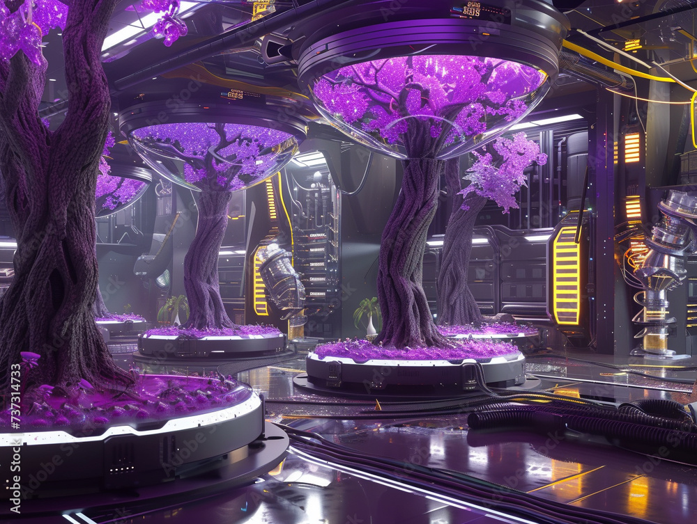 A 3D image of a scientifically advanced laboratory with stasis pods ...