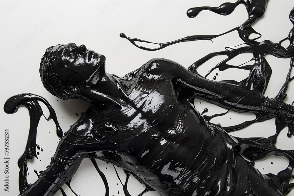 Unexpected striking portrayal of a human figure crafted from black ...