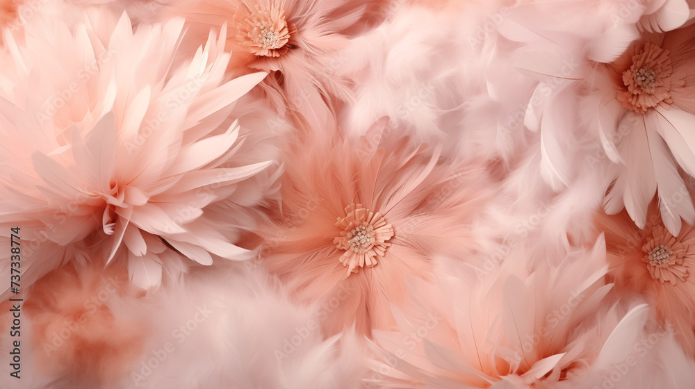 Peach fuzz color background. Trendy 2024 colour. Peachy-pink feathery ...
