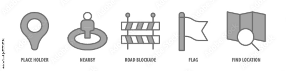 Find Location, Flag, Road Blockade, Nearby, Place Holder editable ...