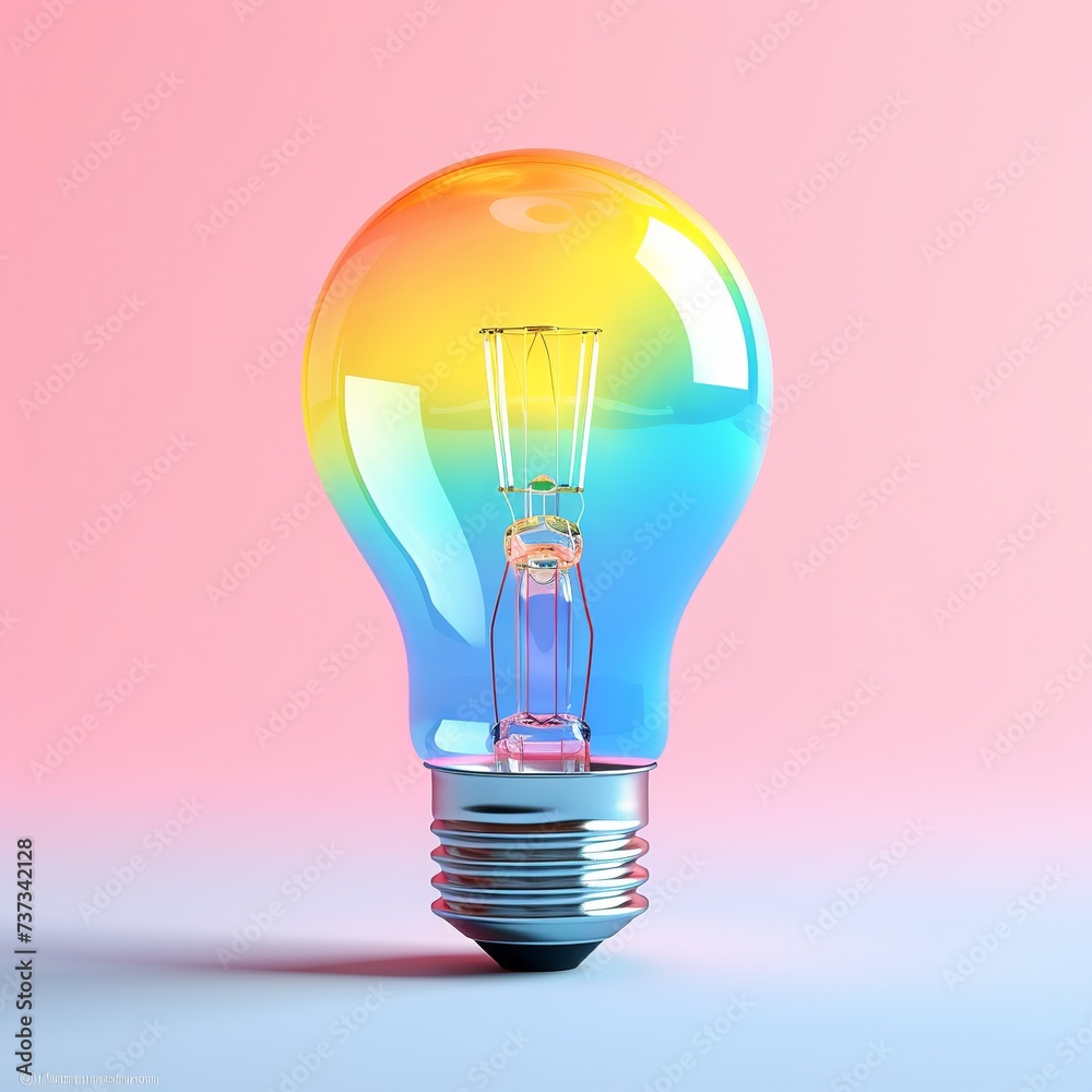illustration of lightbulb 3d cartoon style dof isolated background ...