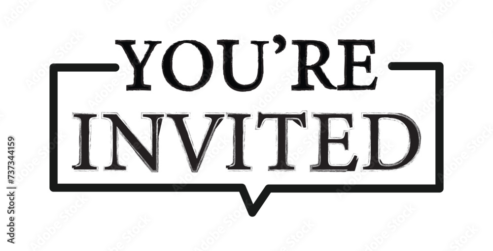 You're invited! Elegant black calligraphy. Hand drawn vector linear ...