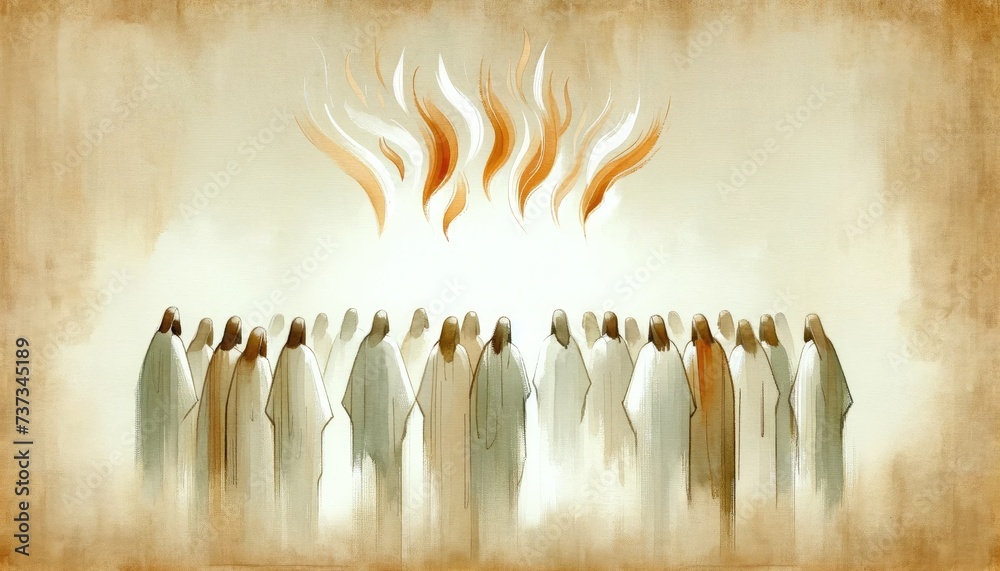 Pentecost Sunday: The Holy Spirit Comes as Tongues of Fire. Digital ...