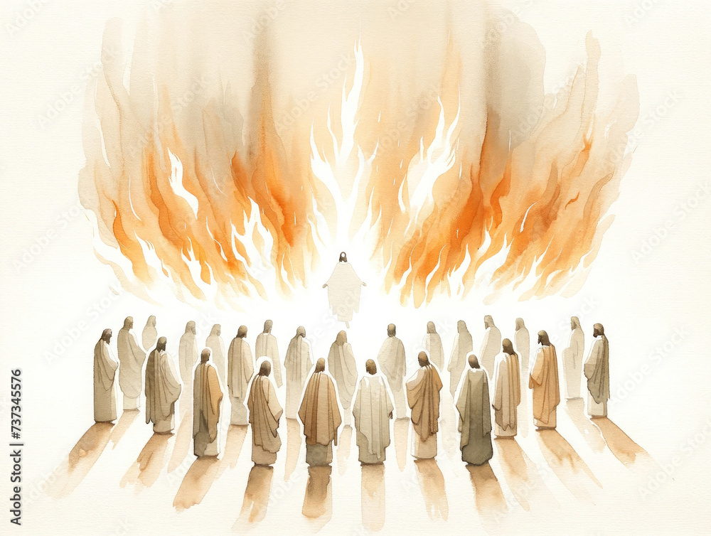 Pentecost Sunday: The Holy Spirit Comes as Tongues of Fire. Digital ...