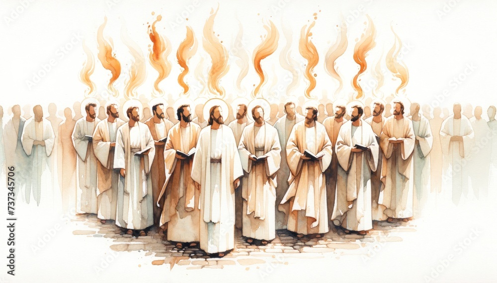 Pentecost Sunday: The Holy Spirit Comes as Tongues of Fire. Digital ...
