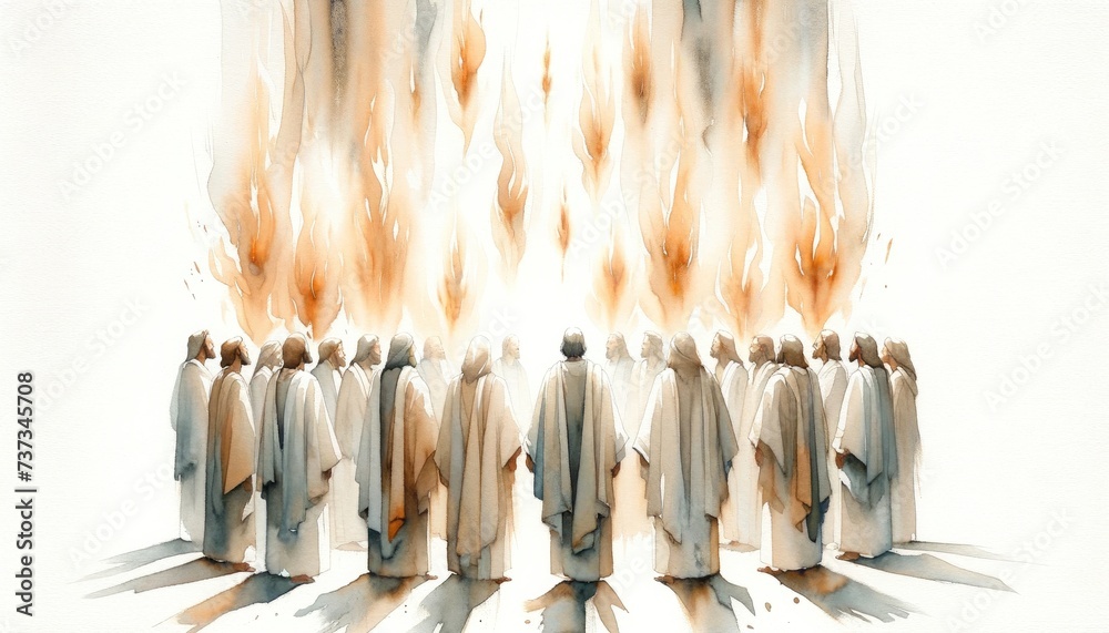 Pentecost Sunday: The Holy Spirit Comes as Tongues of Fire. Digital ...