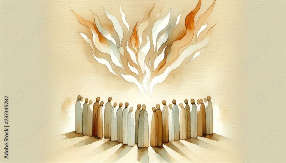 Pentecost Sunday: The Holy Spirit Comes as Tongues of Fire. Digital ...