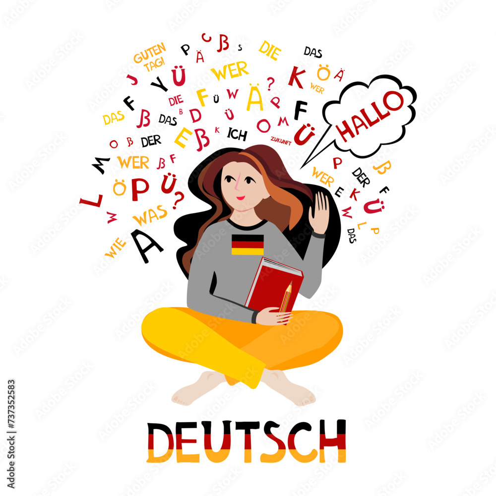 Vetor de Deutsch. Translation: "German". Illustration for book ...