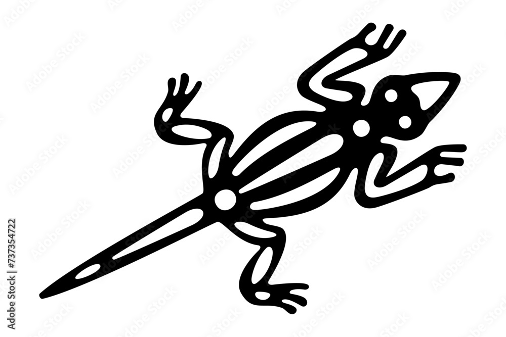 Lizard symbol of ancient Mexico. Decorative Aztec clay stamp motif ...